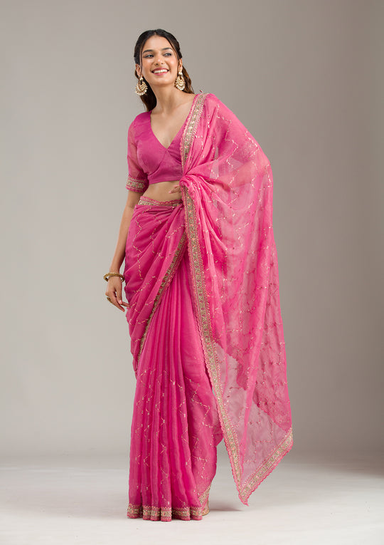 Pink Saree - Buy Pink Colour Sarees Online At Best Prices – Koskii