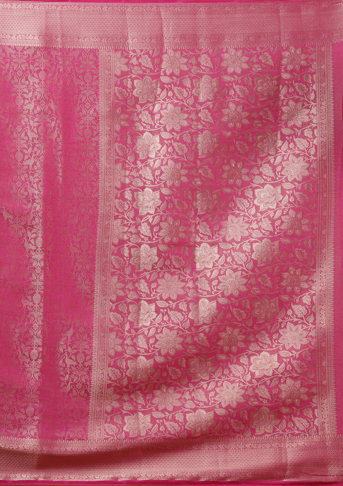 Buy Rani Pink Zariwork Soft Silk Saree - Koskii